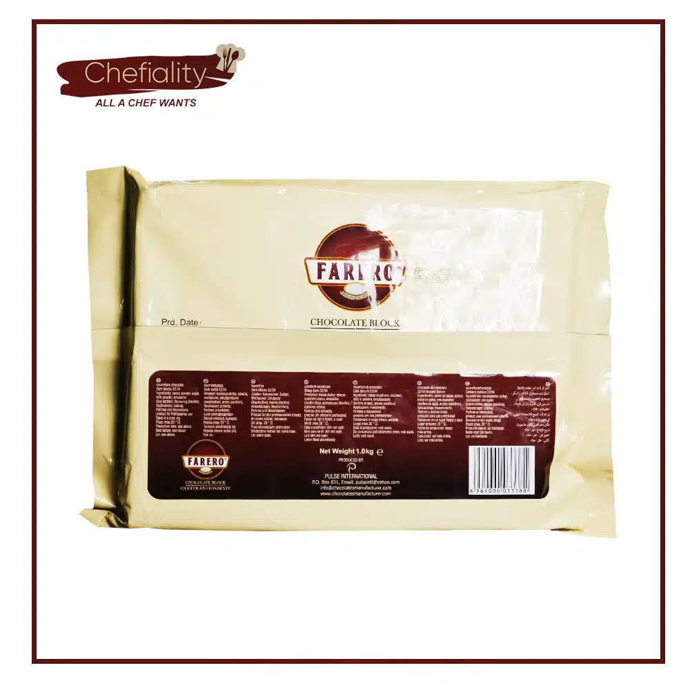 Farero Dark Chocolate Slab 1 Kg - Chefiality - All a Chef Wants